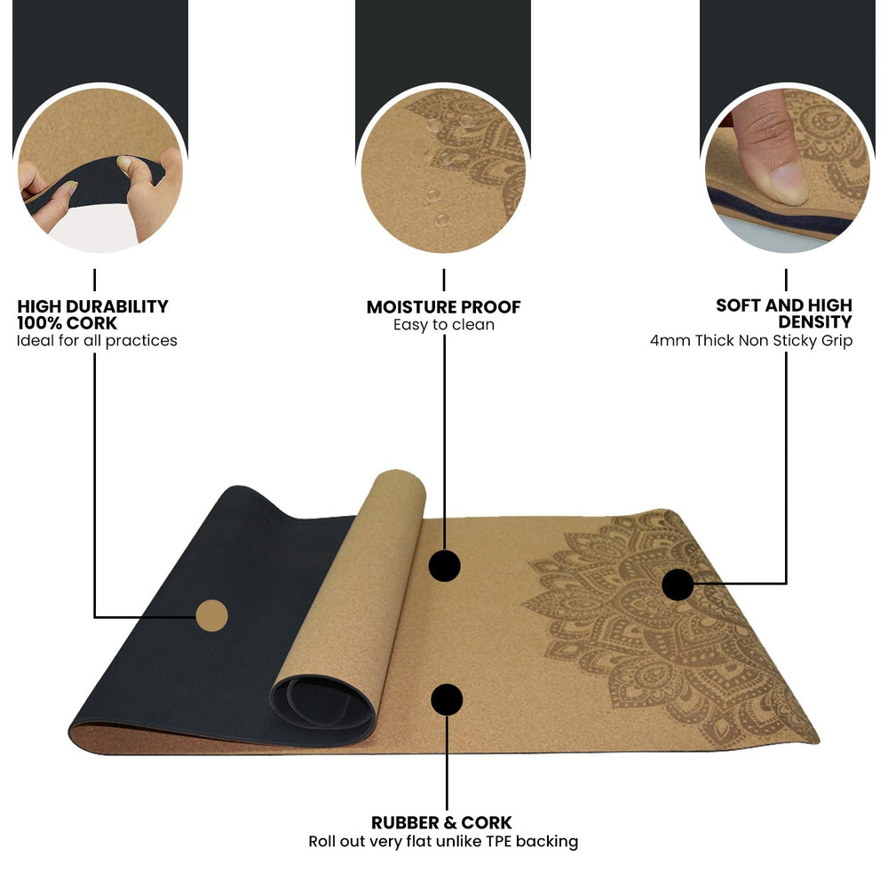 Cork Bundle includes 100% Cork Mat, Block & Wheel | Yoga World Shop UK ...