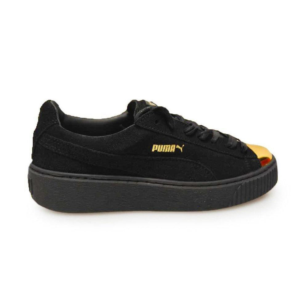 Womens Puma Suede Platform Gold - 36222202 - Black Gold Trainers – Foot ...